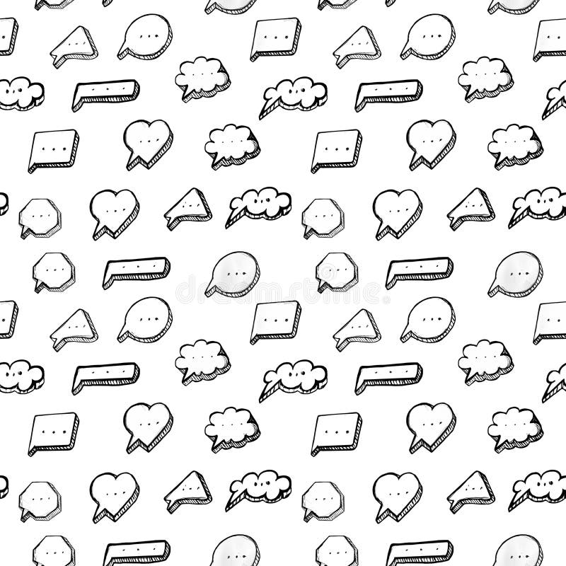 Seamless Pattern. Messages on a Transparent Background in Doodle Style ...