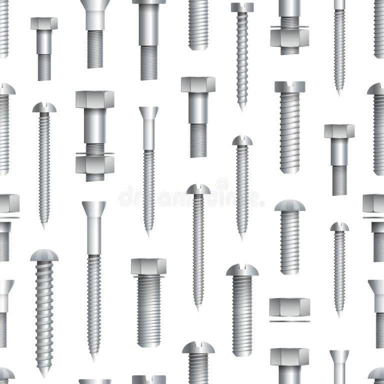 Metallic Bolts and Screws Seamless Pattern Stock Vector - Illustration ...