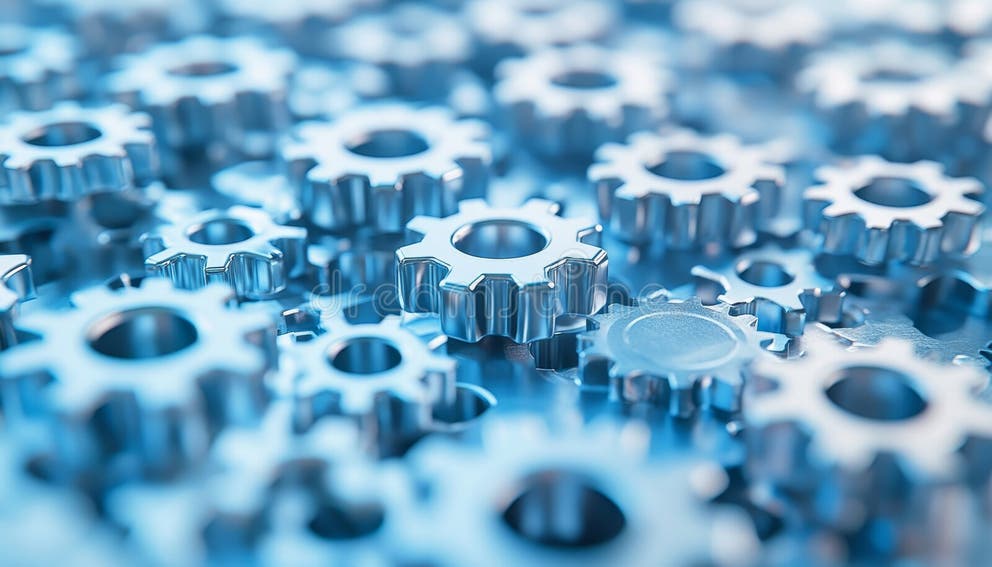 Seamless Pattern, Metallic Silver Gears Interlock in a Network ...