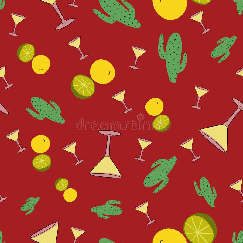 Seamless Pattern Mexican Elements Tequila Design Stock Vector - Illustration of pattern, textile ...