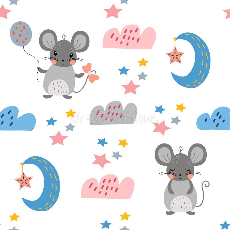 Cat, moon and mice stock vector. Illustration of ornament - 242607779