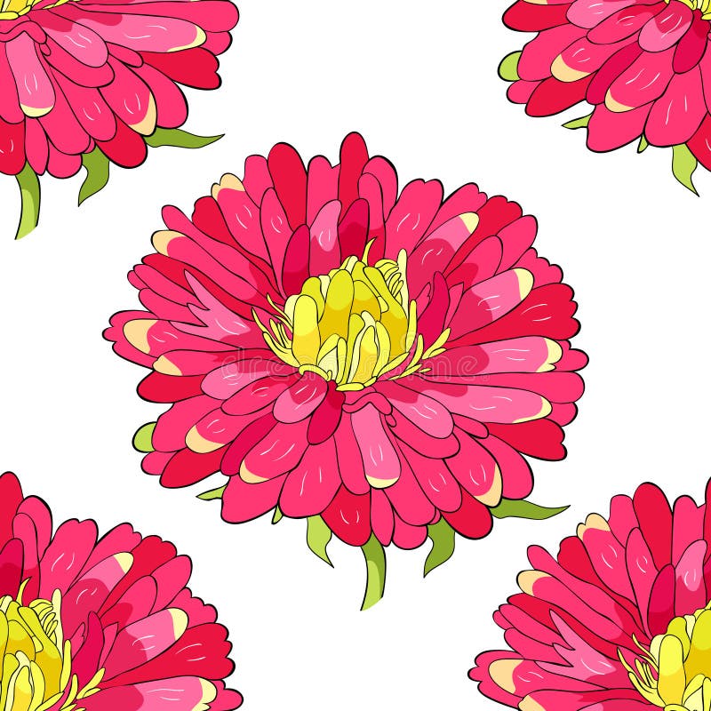 Seamless Pattern Michaelmas Daisy Aster Spring Flower. Vector ...