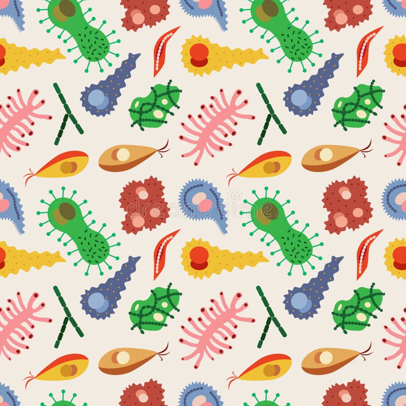 Seamless Pattern with Microbes Stock Vector - Illustration of ...