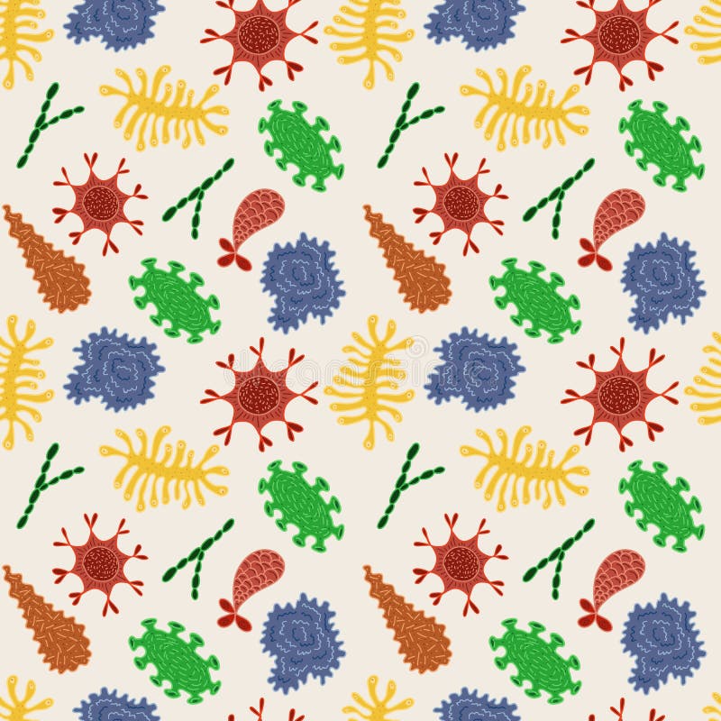 Seamless Pattern with Microbes Stock Illustration - Illustration of ...