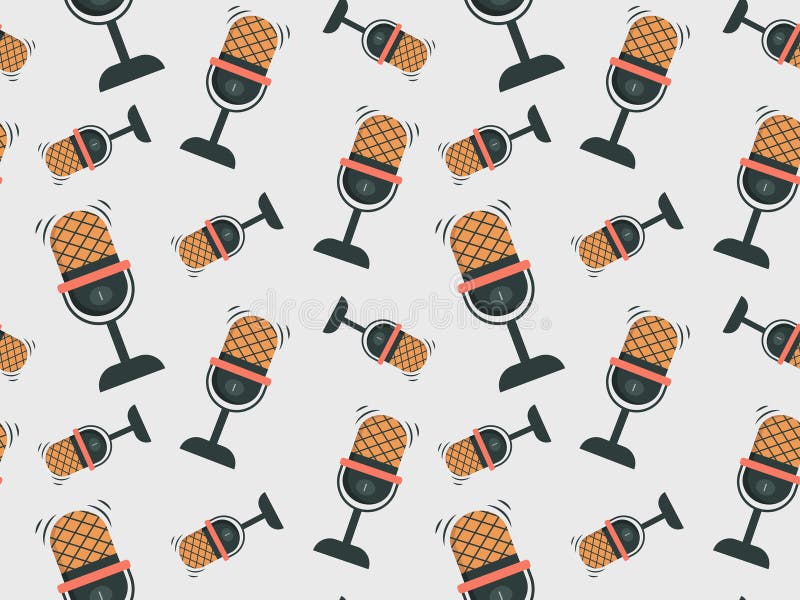 Seamless Pattern with Microphone in Retro Style. Vector Illustration ...