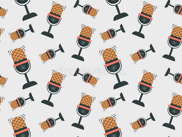 Seamless Pattern with Microphone in Retro Style. Vector Illustration ...