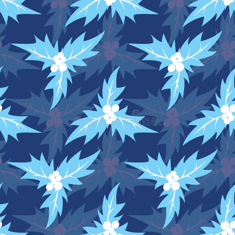 Seamless Pattern with Mistletoe in Blue Colors Stock Illustration ...