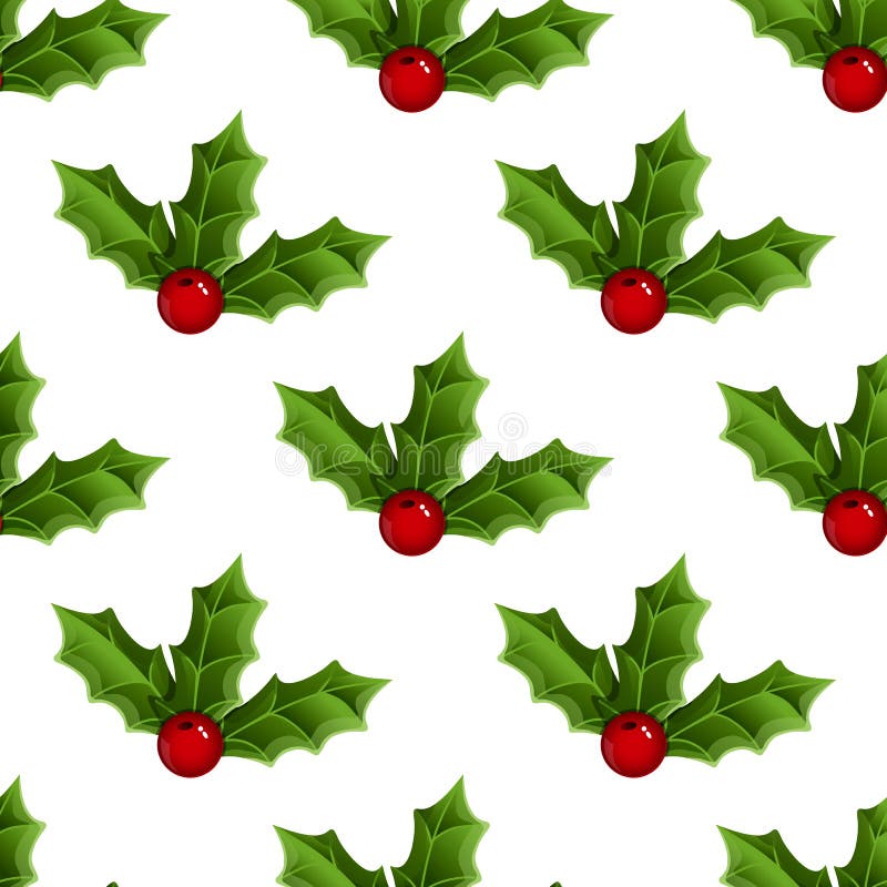 Seamless Pattern with Mistletoe Stock Illustration - Illustration of ...