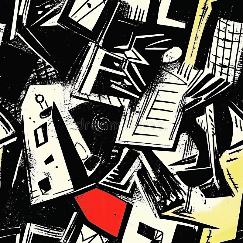 Modern Abstract Composition with Intense Contrast, Sharp Angles, and ...