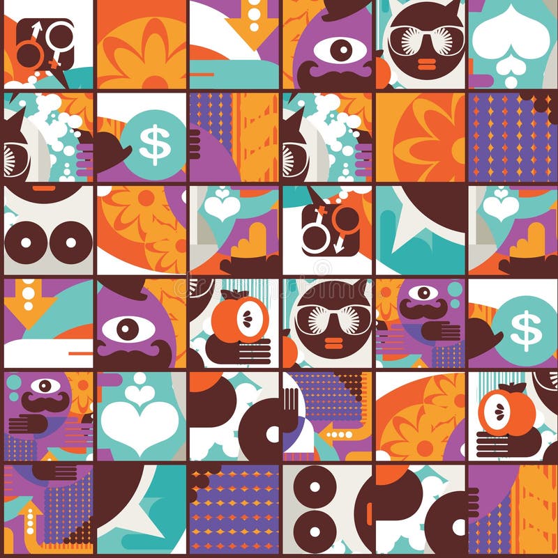 Seamless Pattern with Modern Adam and Eve. Stock Vector - Illustration ...