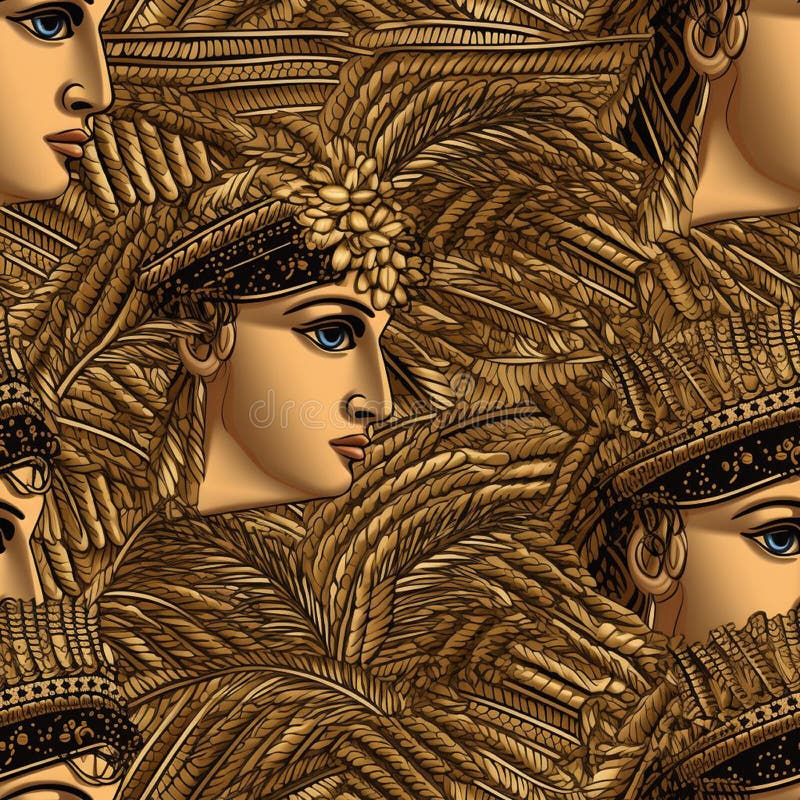 A Seamless Pattern with a Modern Egyptian-inspired Design that Creates ...