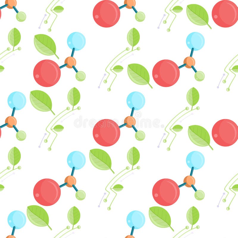 Seamless Pattern Molecular Structure and Leaves Stock Vector ...