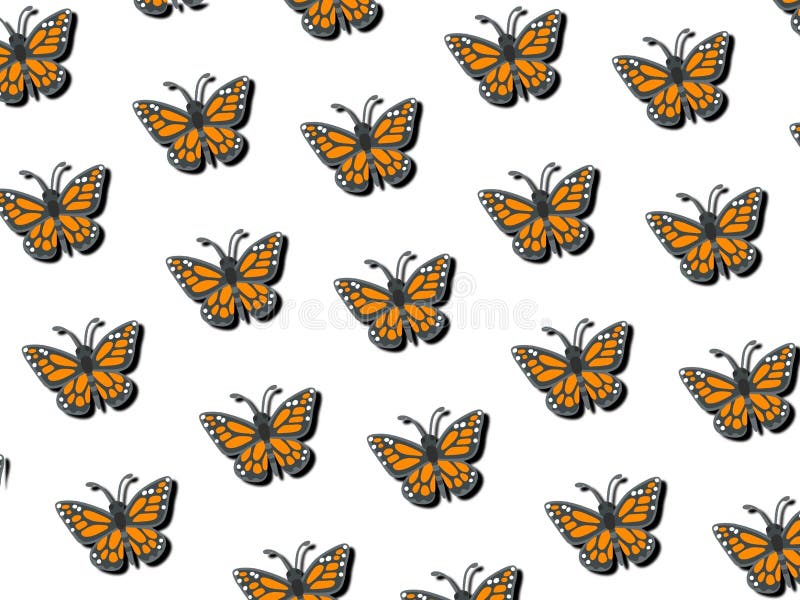 A Seamless Pattern of Monarch Butterflies on a White Background. Stock ...