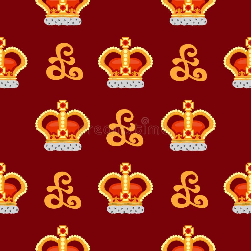 Seamless Pattern with Monarch Crown on the Noble Burgundy Background ...