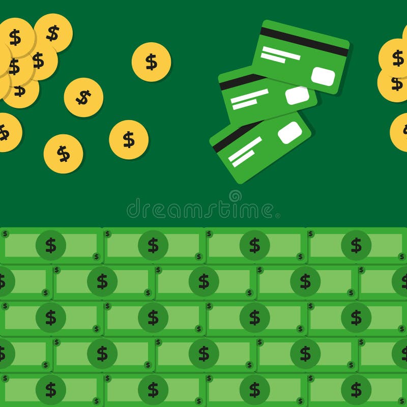 Seamless Pattern with Money and Credit Cards. Stock Vector ...