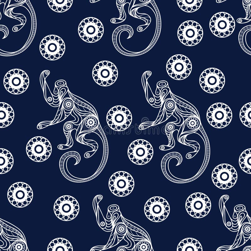 Seamless Pattern with Monkey 2 Stock Vector - Illustration of china ...