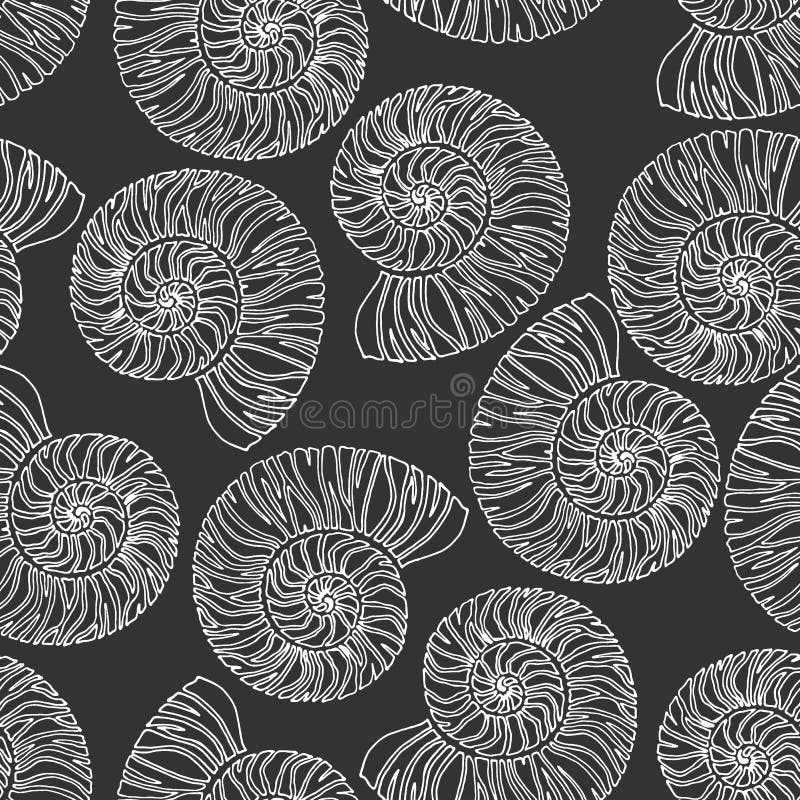 1594 Shell Pattern, Seamless Pattern in Monochrome Colors, Stylized ...