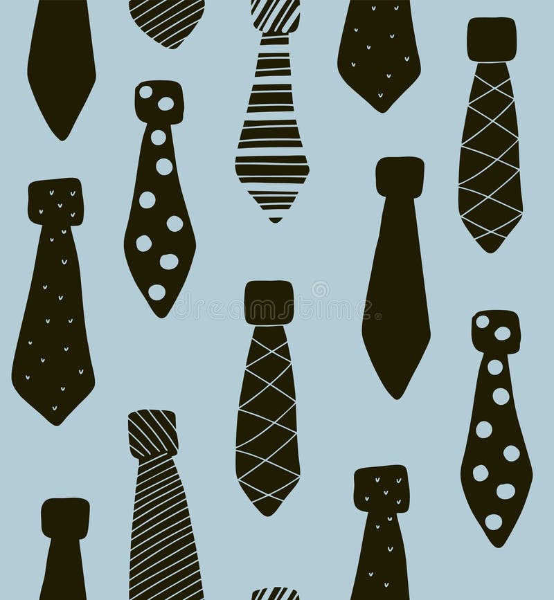 Seamless Pattern of Monochrome Mens Tie with Different Decor. Stock ...