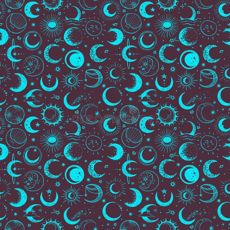 Seamless Pattern with the Moon and Crescent Moon. Can Be Used for ...