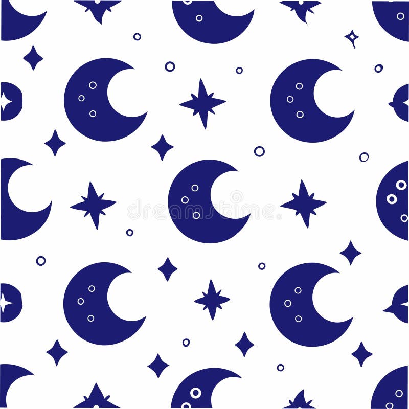 Seamless Pattern Moon Midnight Icons Stock Vector - Illustration of ...