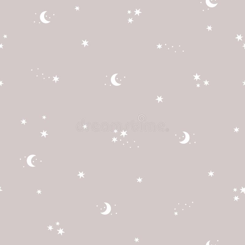 Seamless Pattern with Moon and Stars Stock Vector - Illustration of ...
