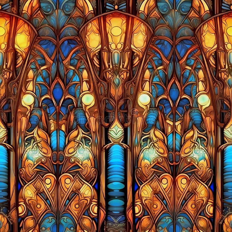 Seamless Pattern with Mosaic Window, Stained Glass Repetition ...