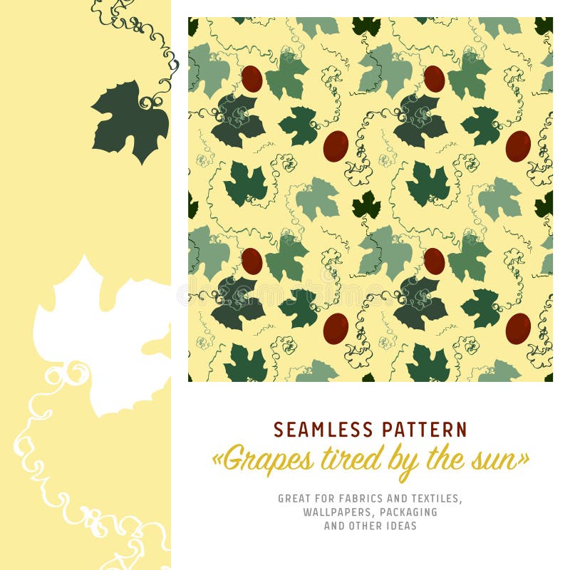Seamless Pattern with a Motif of Grape Leaves Stock Vector ...