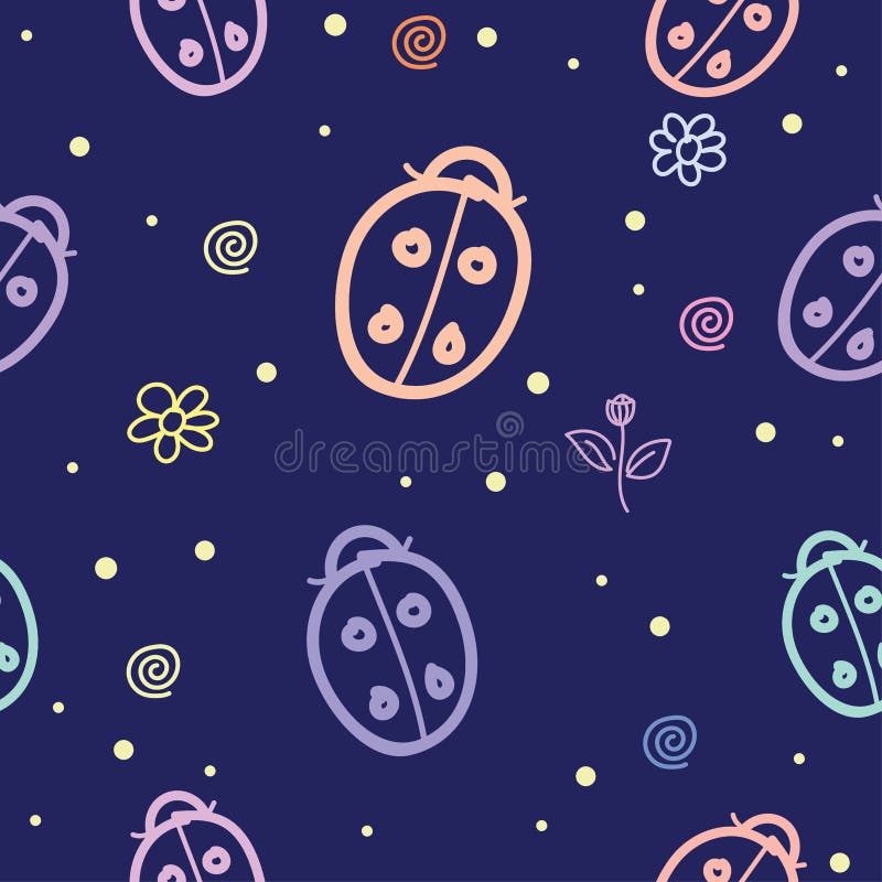 Seamless Pattern with Motifs of Various Insects, Butterflies, Beetles ...