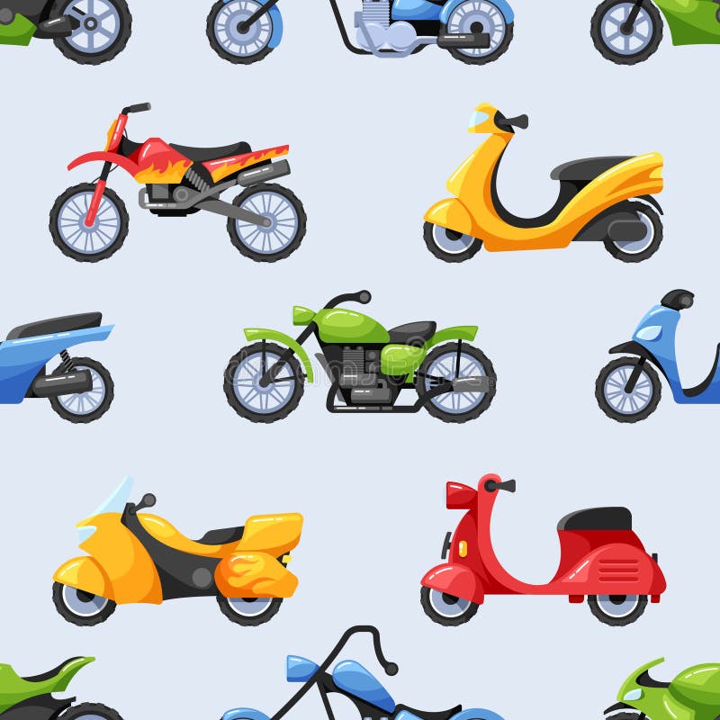 Seamless Pattern with Motorcycles. Energetic and Dynamic Design ...
