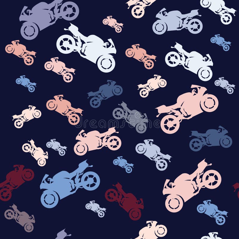 Seamless Pattern of Motorcycles, for Wrapping Paper, Wallpaper, Fabric ...