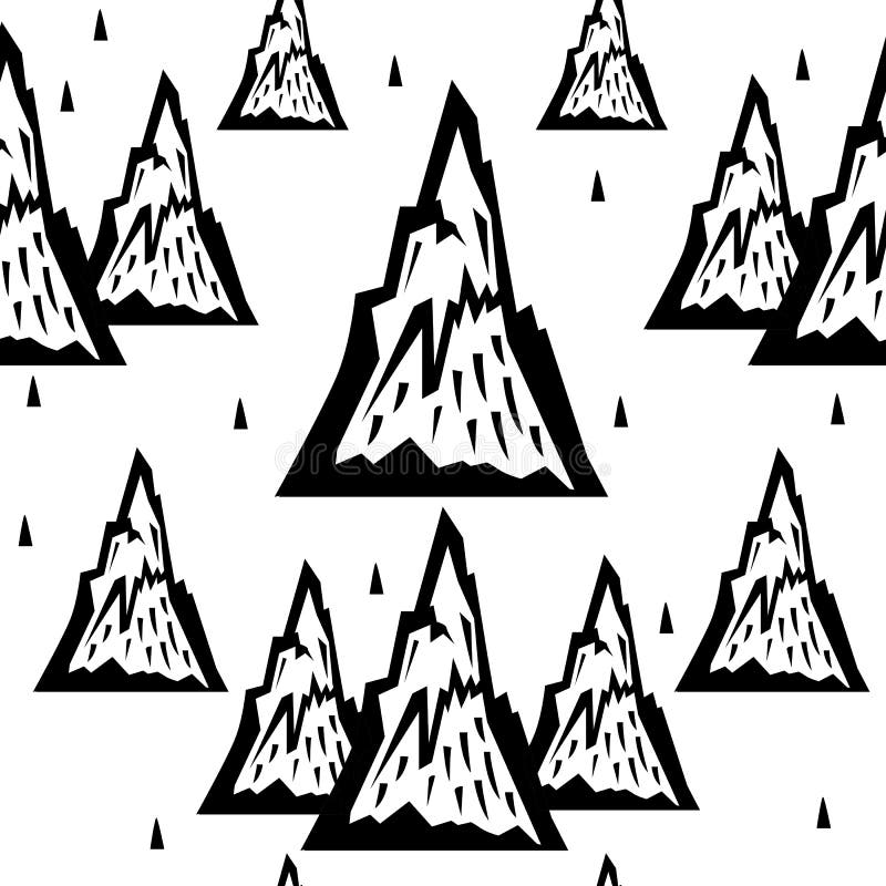 Seamless Pattern of Mountains Stock Vector - Illustration of element ...