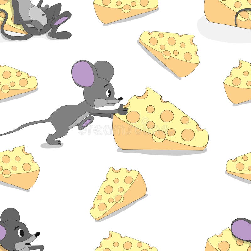 Seamless Pattern, Mouse and Cheese for Printing on Paper and Fabric ...