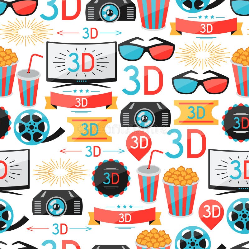 Seamless Pattern of Movie Elements and Cinema Stock Vector ...