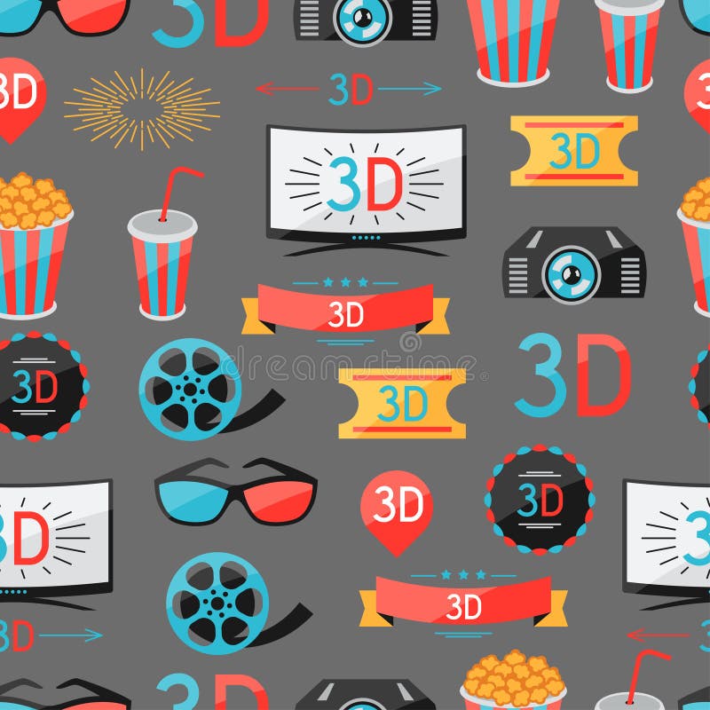 Seamless Pattern of Movie Elements and Cinema Stock Vector ...
