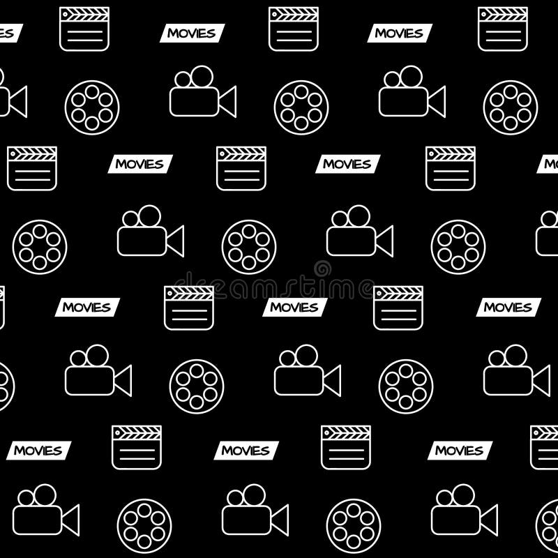 Seamless Pattern Movies and Icon Design Stock Vector - Illustration of ...