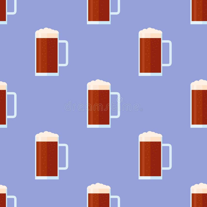 Seamless Pattern with Mug with Dark Beer Stock Vector - Illustration of ...