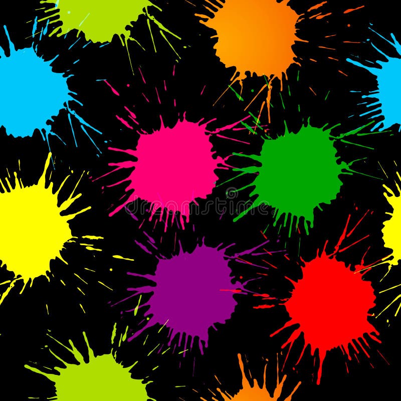 Seamless Pattern with Multi-colored Blots on Black Background. Modern ...