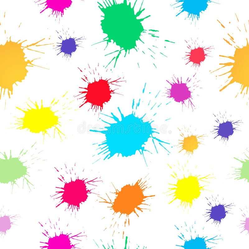 Seamless Pattern with Multi-colored Blots on White Background. Modern ...