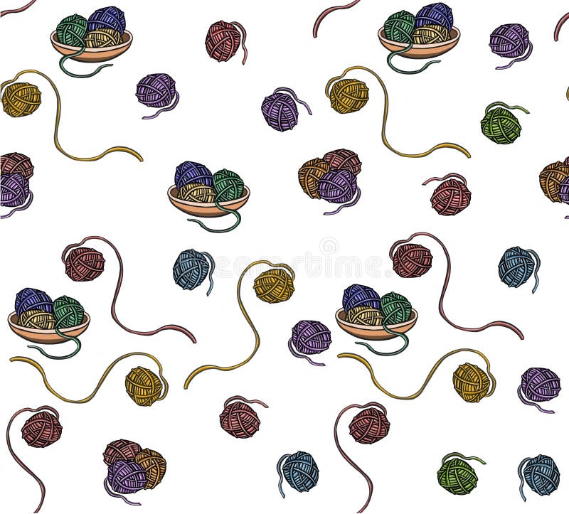 Seamless Pattern of Multi-colored Knitting Thread Crochet Stock ...