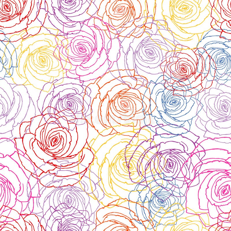 Seamless Pattern of Multi-colored Roses Stock Vector - Illustration of ...