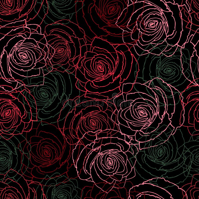Seamless Pattern of Multi-colored Roses Stock Vector - Illustration of ...