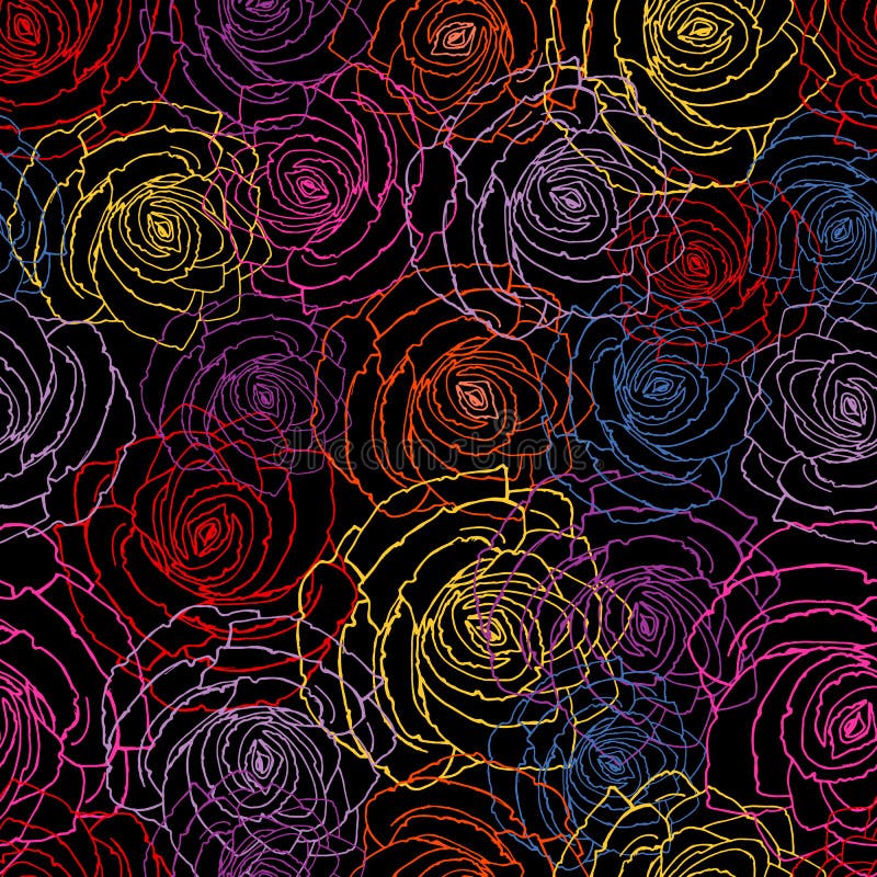 Seamless Pattern of Multi-colored Roses Stock Vector - Illustration of ...