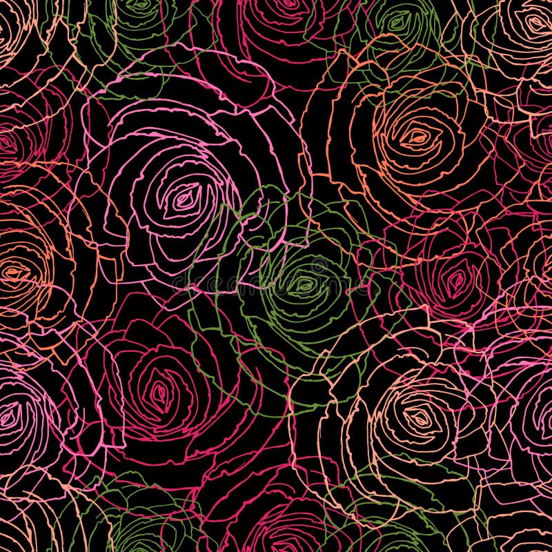 Seamless Pattern of Multi-colored Roses Stock Vector - Illustration of ...
