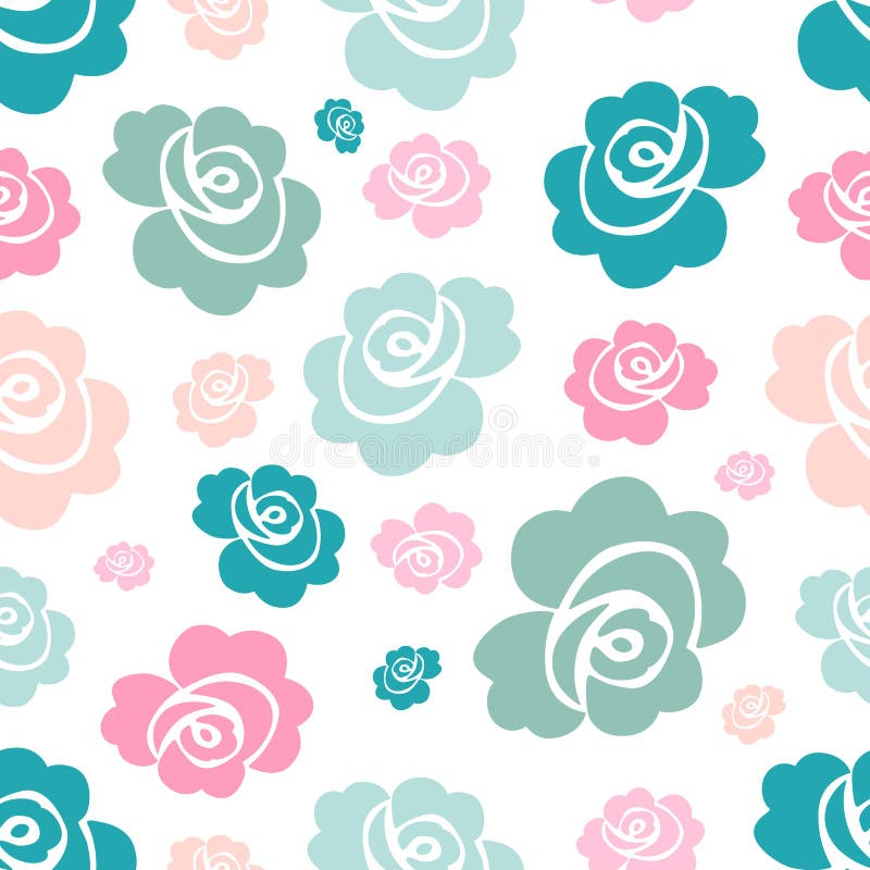 Embroidery Seamless Pattern with Beautiful Rose Flowers on White ...
