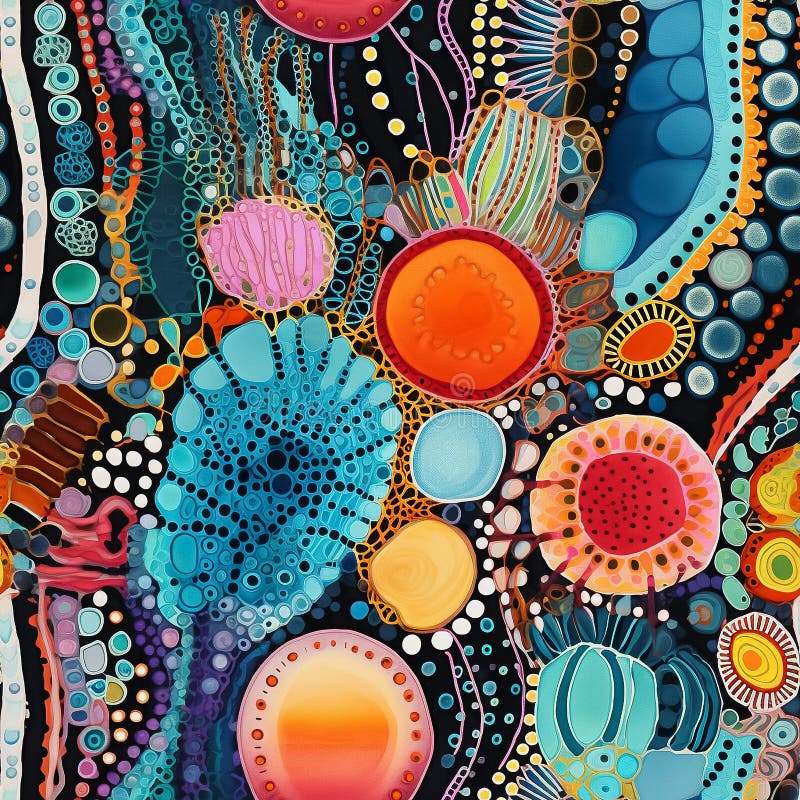 Seamless Pattern with Multicolor Abstract Whimsical Intricate Shapes ...