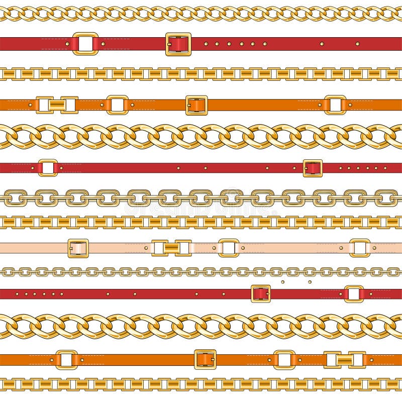 Seamless Pattern with Multicolor Belts and Chain Stock Vector ...