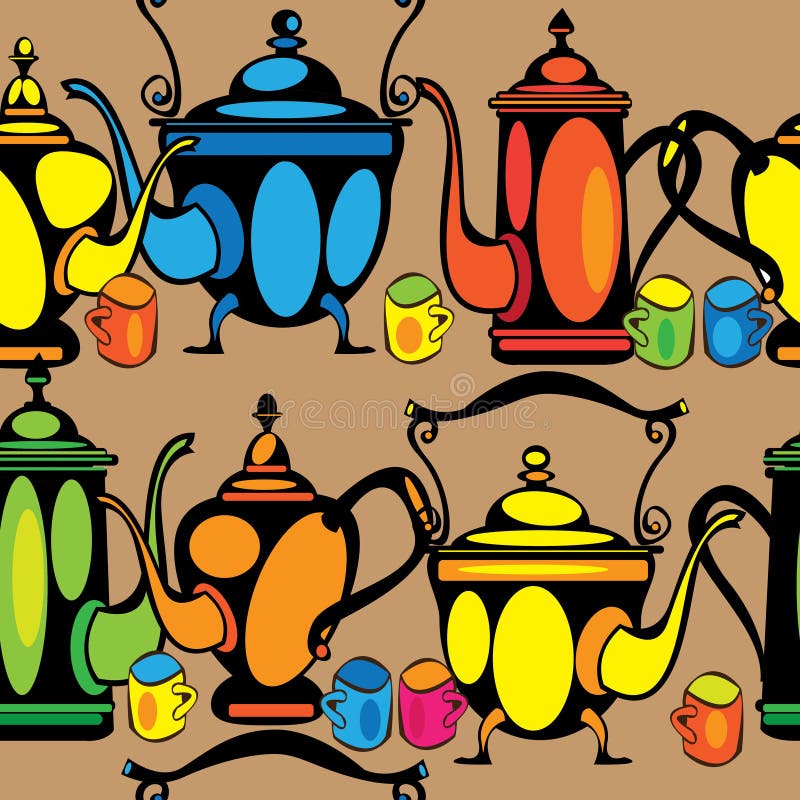 Seamless Pattern Multicolor Teapot Stock Vector - Illustration of ...
