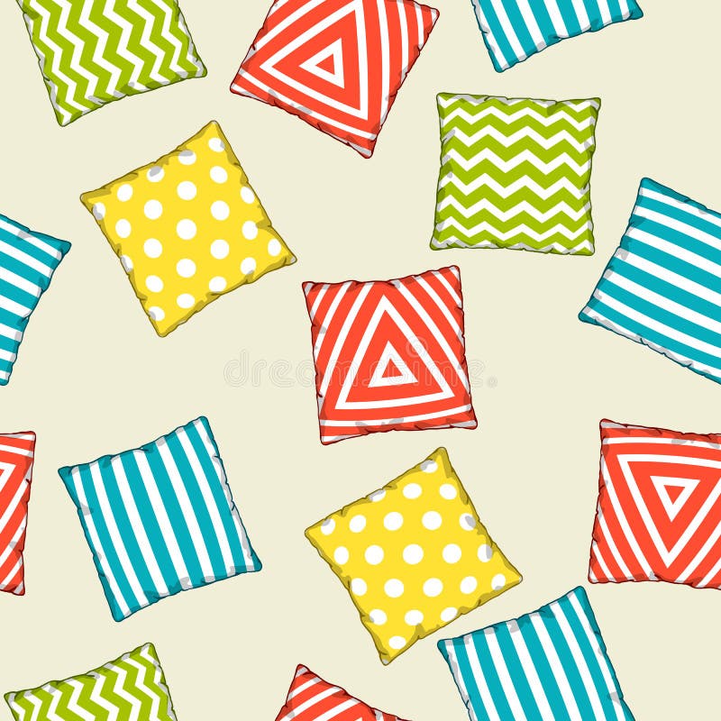Seamless Pattern with Multicolored Decorative Pillows. Sketch ...