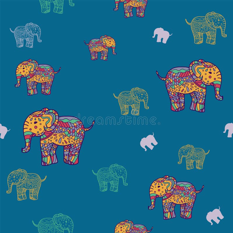 Seamless Pattern of Multicolored Elephants Elephants. Background ...
