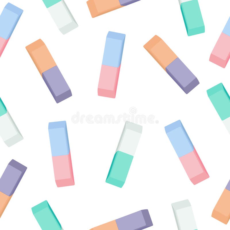 Seamless Pattern of Multicolored Erasers. Vector Illustration Isolated ...